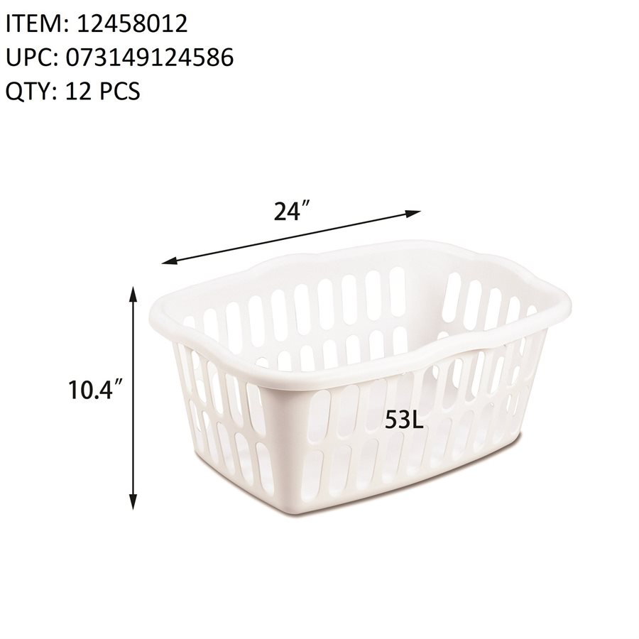 STERILITE 53L RECTANGULAR LAUNDRY BASKET WHITE