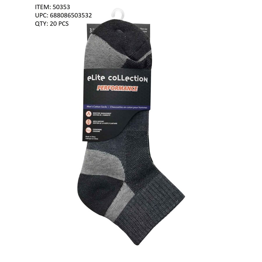 HOMME 3PR BAS SPORT CHEVILLE 1 / 2 COUSSINE ASST.