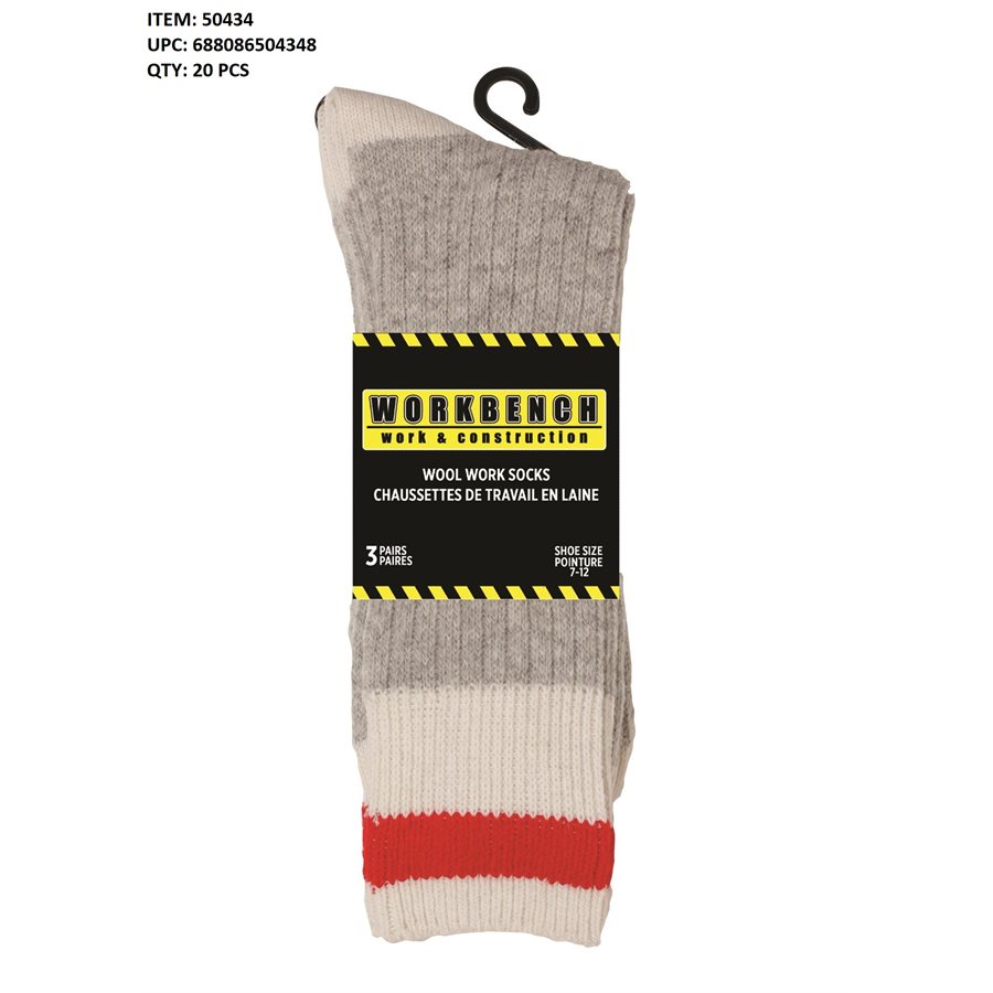 MEN 3PR WOOL WORK SOCKS GREY