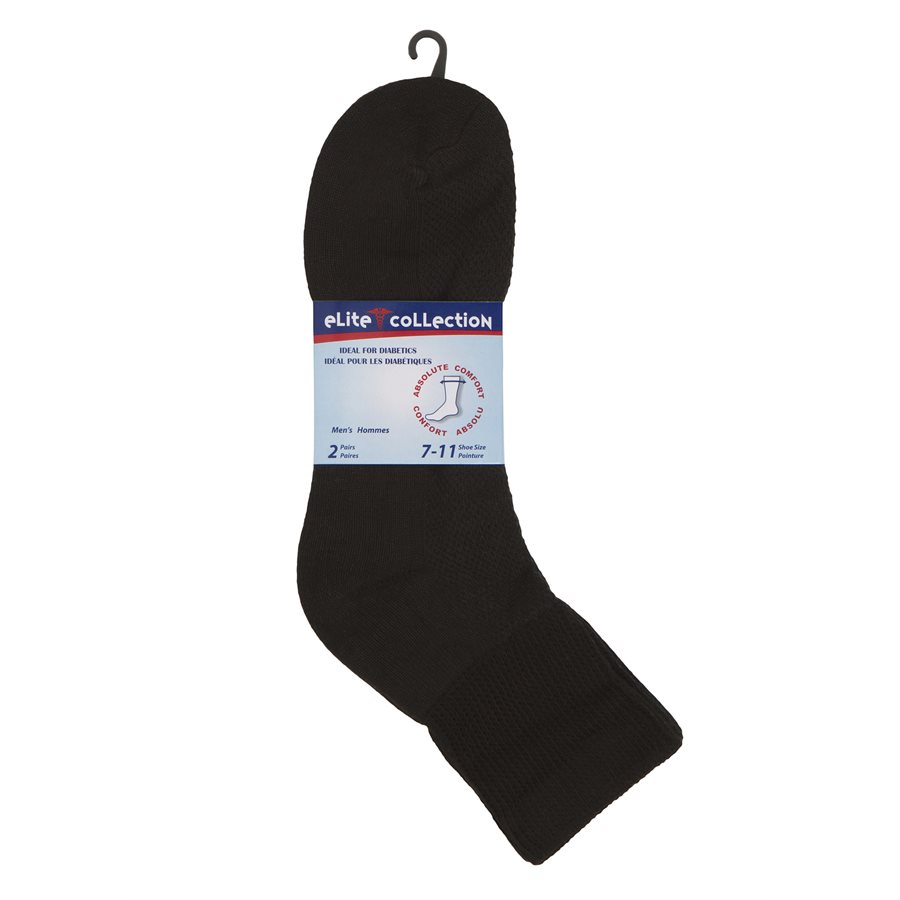 HOMME 2PR BAS POUR DIABETIQUES CHEVILLE NOIR