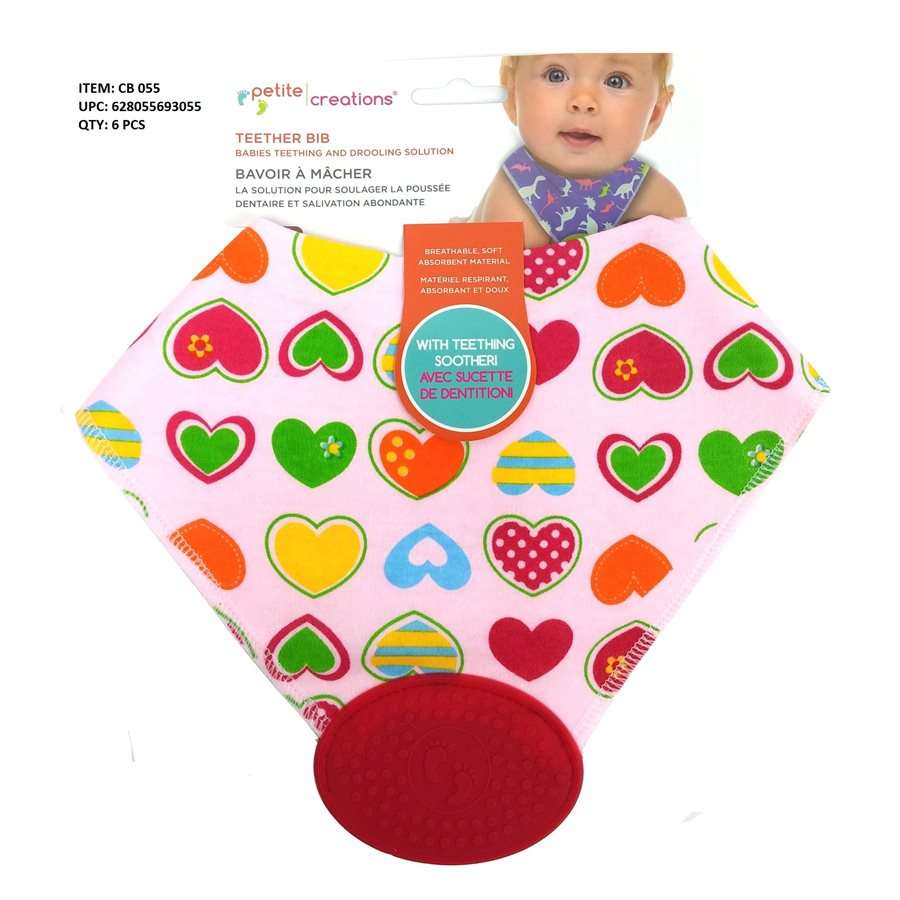 TEETHER BIB - HEARTS